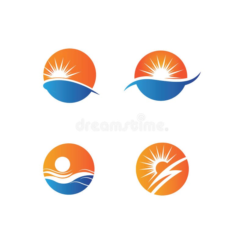 Simple Sun and River Free Icon Design Vector Logo Stock Illustration ...