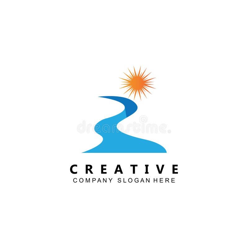 Simple Sun and River Logo Free Icon Design Vector Stock Illustration ...