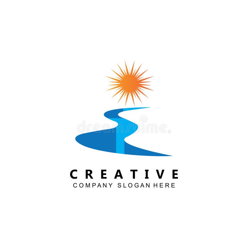 Simple Sun and River Logo Free Icon Design Vector Stock Illustration ...