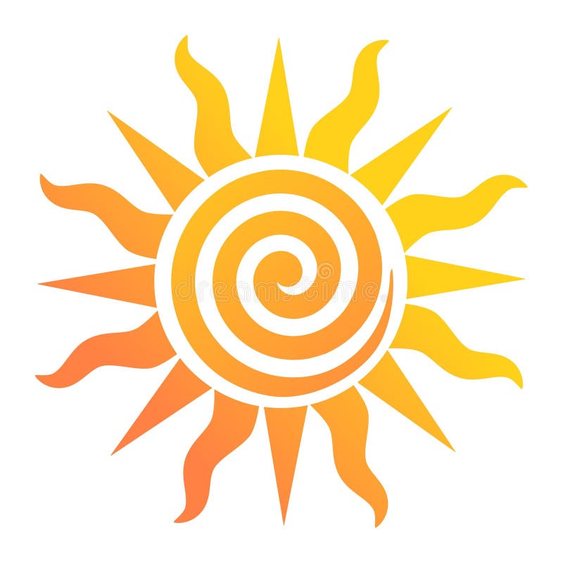 A Simple Sun Sign with a Spiral Inside Stock Vector - Illustration of ...