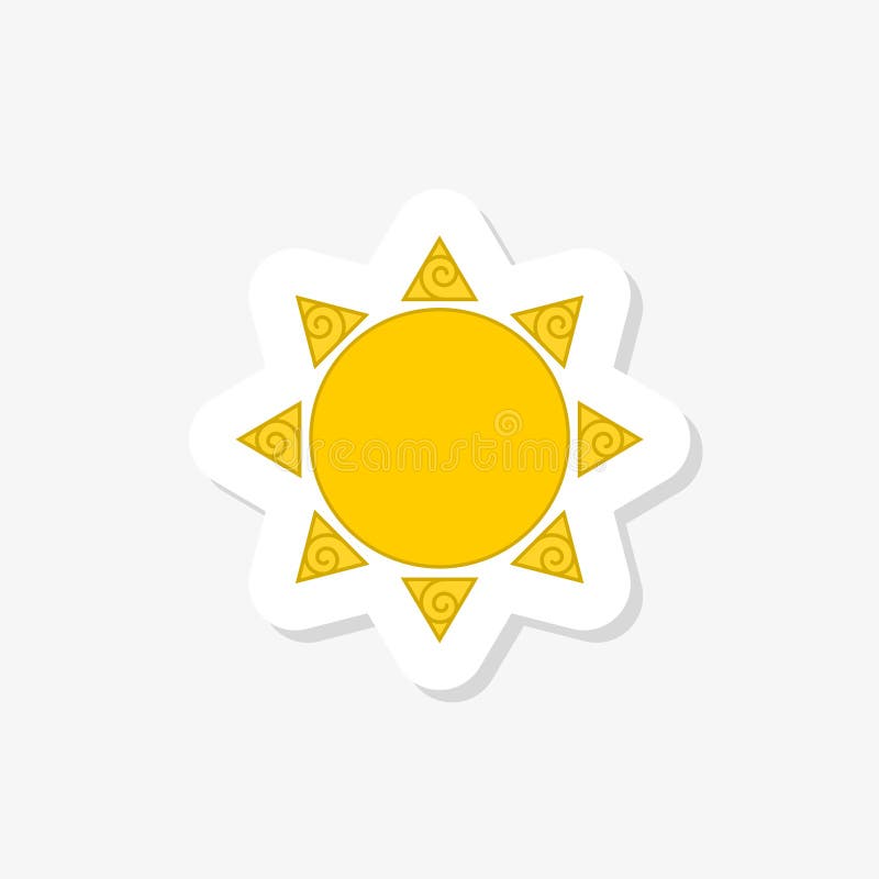 Simple Sun Sticker Logo Summer Icon Design Stock Vector - Illustration ...