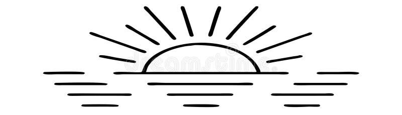 Simple Sunrise Ocean Sunset Line Art Design Graphic Stock Illustration ...