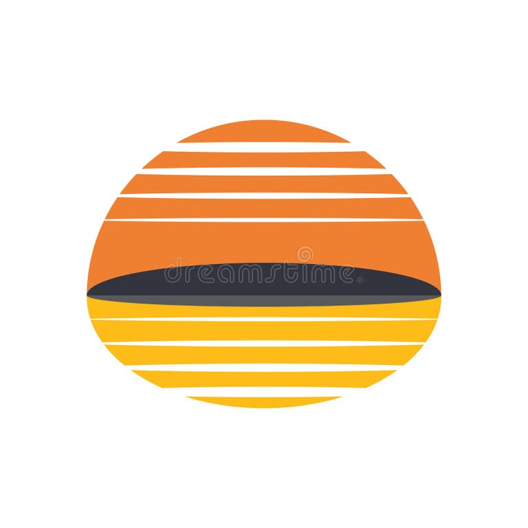 Simple Sunset Logo Template Icon Stock Vector - Illustration of beach ...