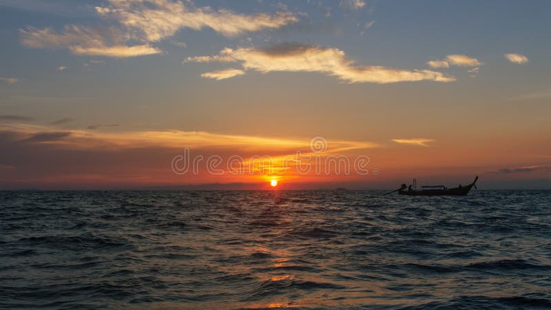 Simple Sunset and Sea View in the Evening Stock Image - Image of beach ...