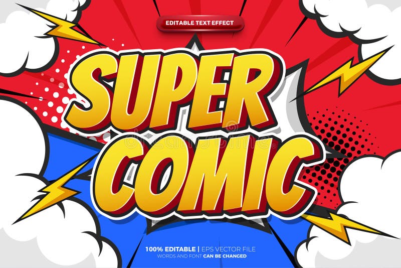 Simple Super Comic Cartoon Book Text Effect Stock Vector - Illustration ...