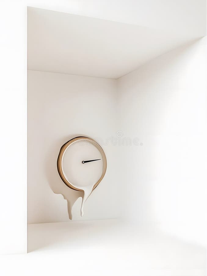 Simple Surreal Melting Wall Clock Time on a White Background Stock ...