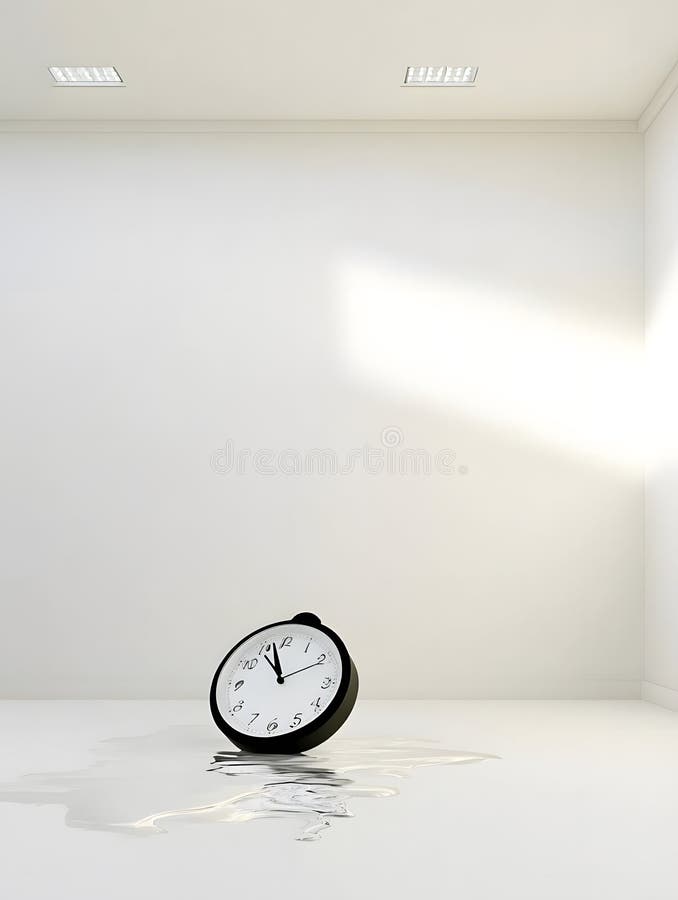 Simple Surreal Melting Wall Clock Time on a White Background Stock ...