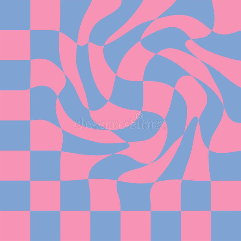 Simple Swirl Background with Checks Pattern. Trippy Checkered Print in ...