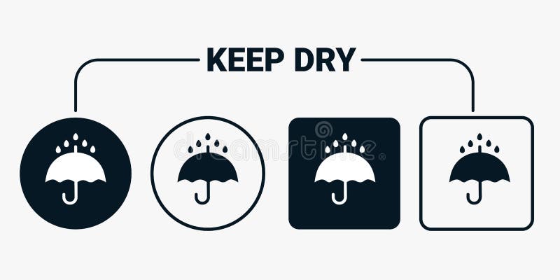 Simple Symbol Icon Keep Dry Packaging, Umbrella and Raindrops. Square ...