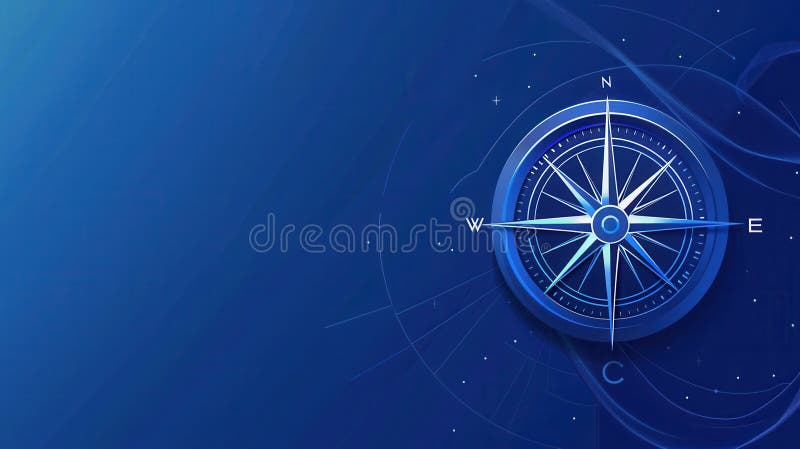 A Simple and Symbolic Image of a Compass with Clear Lines on a Blue ...