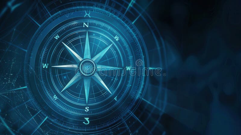 A Simple and Symbolic Image of a Compass with Clear Lines on a Dark ...
