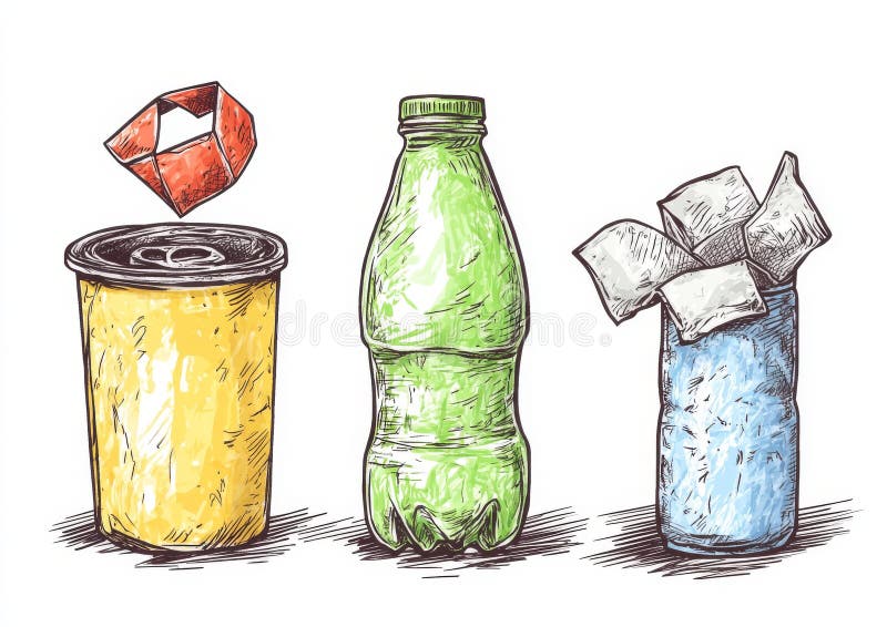 Simple Symbols Illustrating Various Waste Categories. Stock Image ...