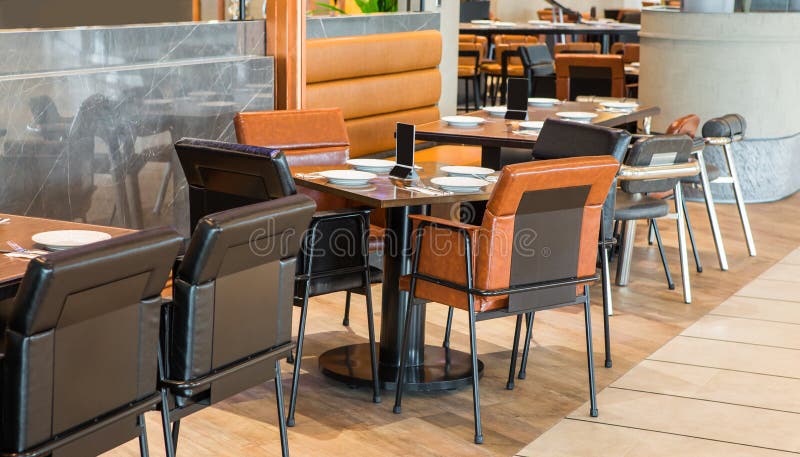 Simple Table and Chair Set in a Restaurant Stock Image - Image of ...