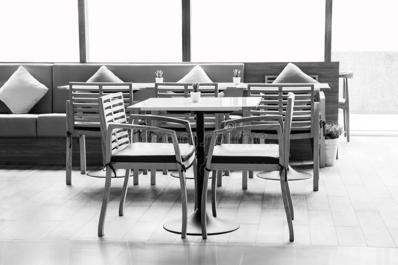 Simple Table and Chair Set in a Restaurant Stock Photo - Image of floor ...