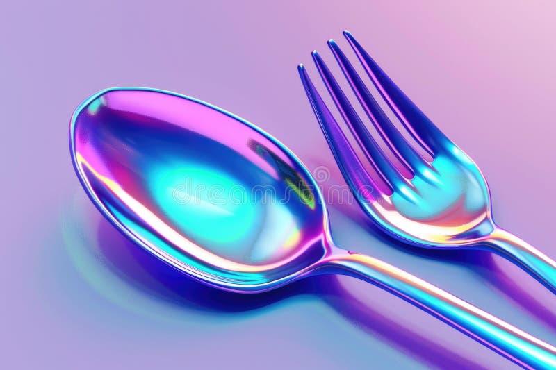 A Simple Table Setting with a Couple of Spoons and a Fork Stock Image ...