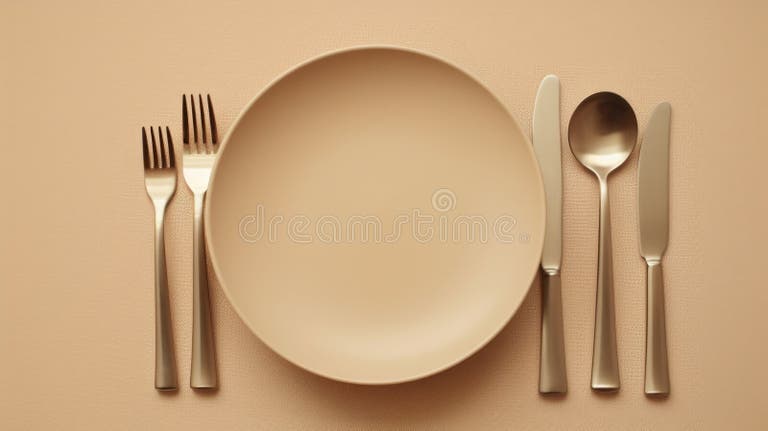 A Simple Table Setting with Essential Utensils. Suitable for Restaurant Menus or Home Dining ...