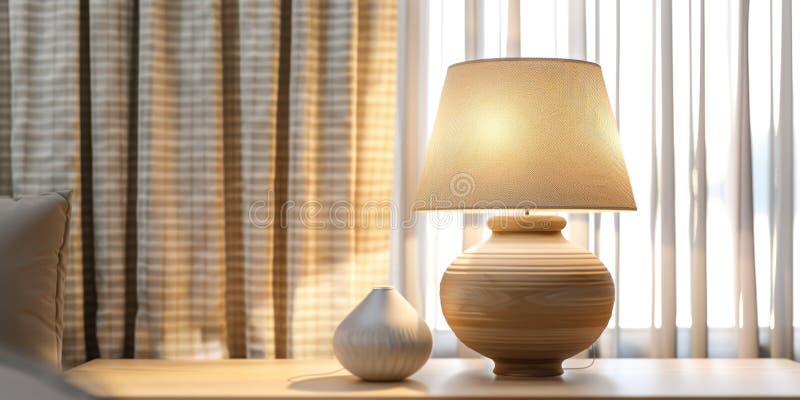 A Simple Table Setting with a Lamp and a Vase, Ideal for Home or Office ...