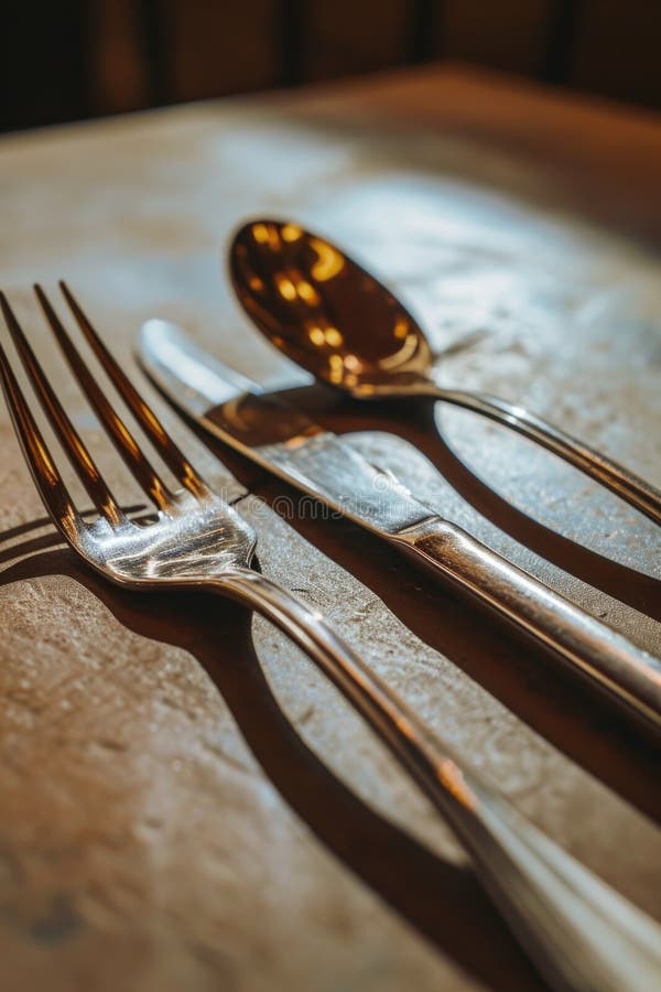 A Simple Table Setting with Two Forks and a Spoon. Suitable for ...