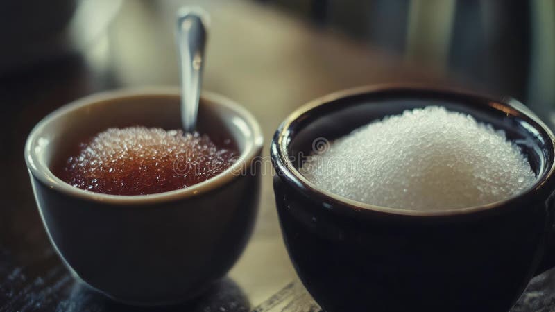 A Simple Table Setup with Two Cups of Sugar and a Spoon, Perfect for ...