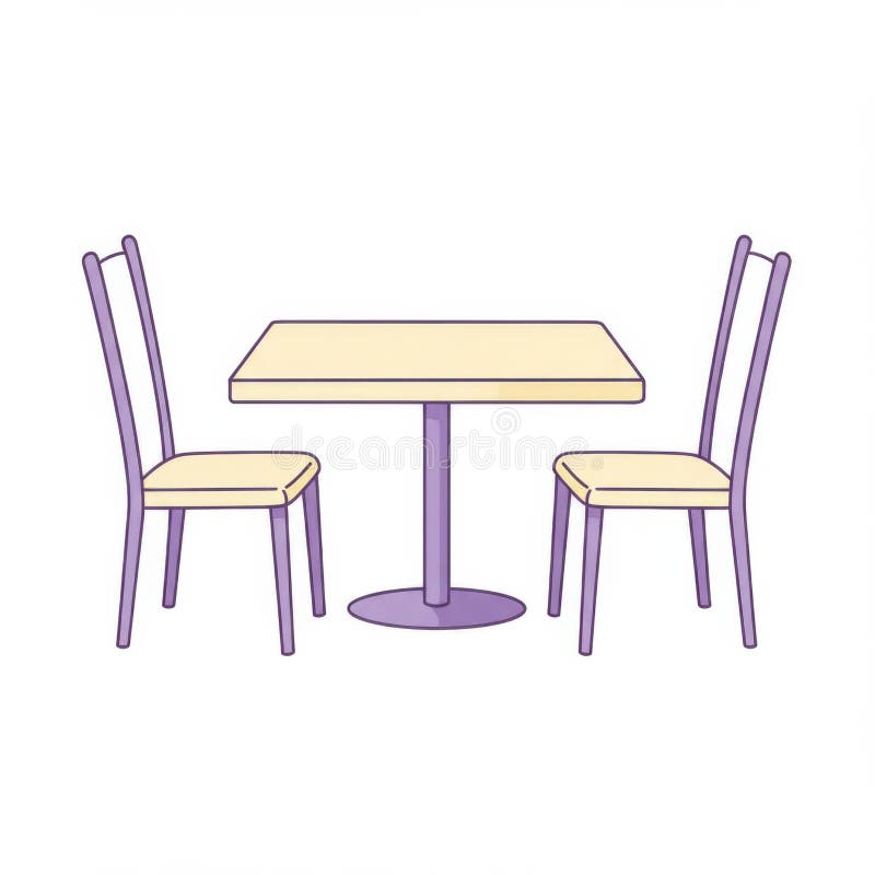 Simple Table and Two Chairs Illustration Stock Illustration ...