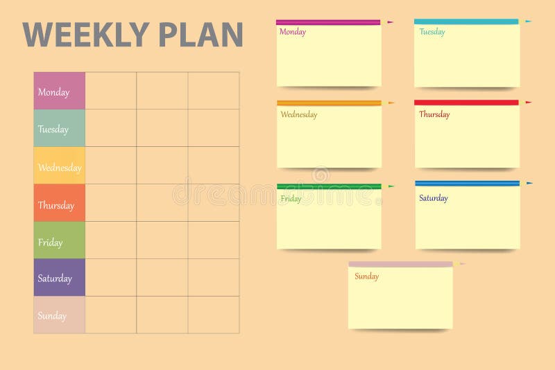 Weekly Planner Table Vector Stock Vector - Illustration of business ...