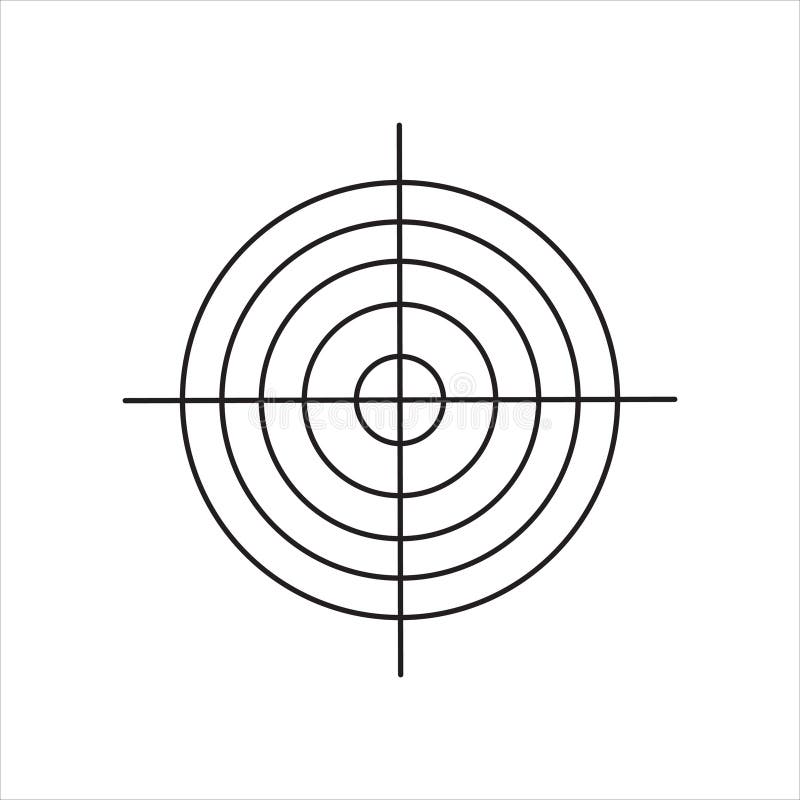 Simple Target with Concentric Circles and Crosshairs, Drawn in Black ...