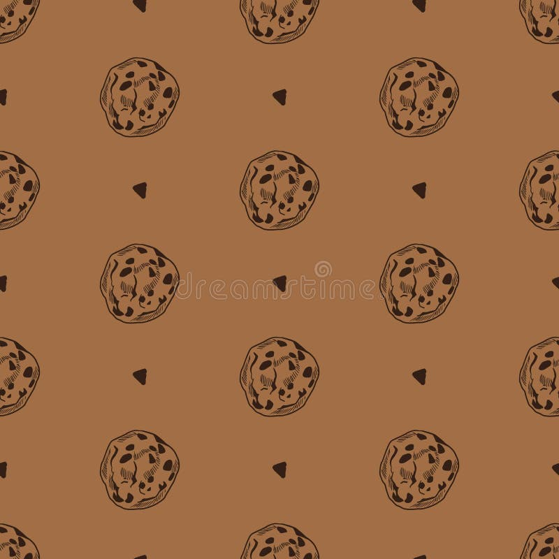 Simple Tasty Chocolate Chip Cookies Vector Seamless Pattern Stock ...