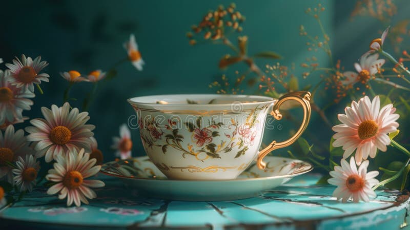 A Simple Tea Cup and Saucer on a Table, Perfect for Various Design ...