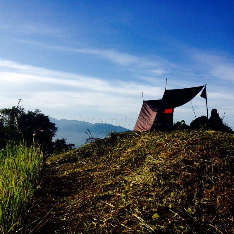A Simple Tent Made of Black Cloth. Climbing Tent Stock Photo - Image of ...