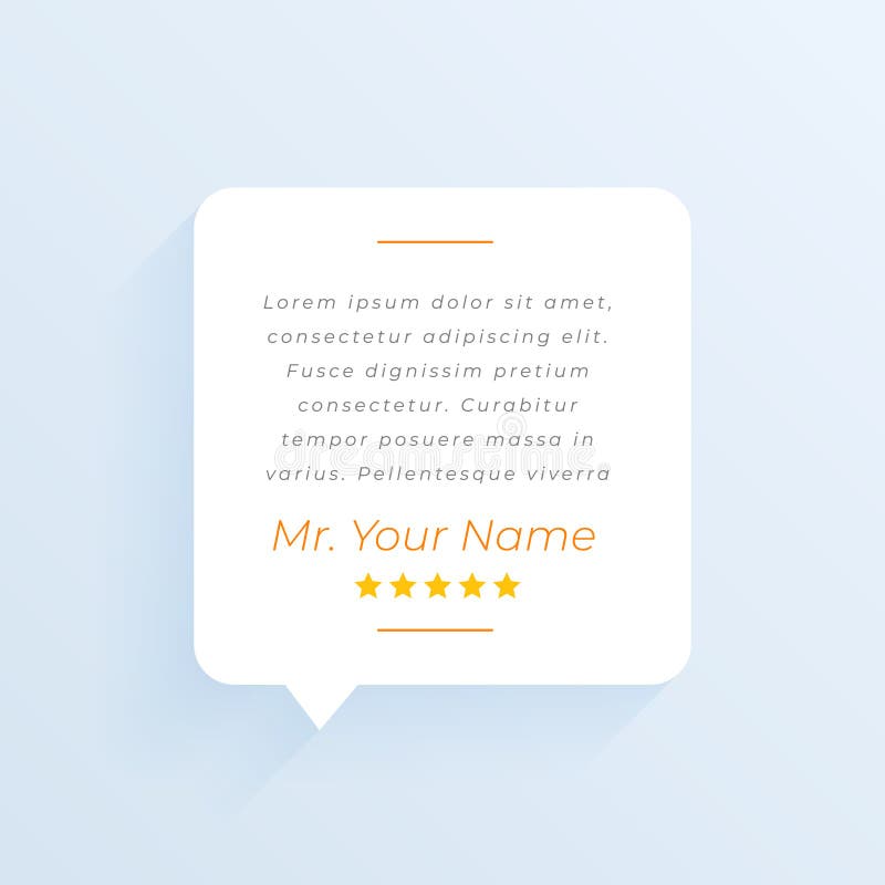 Simple Testimonial Web Quote Frame Template with Stars Rating Stock ...