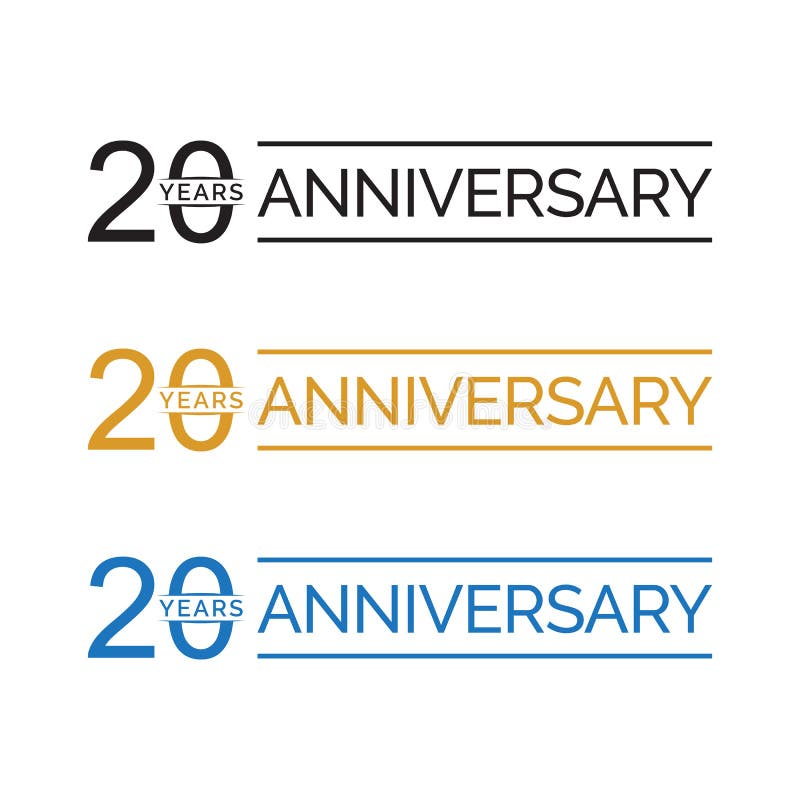 Simple 20th Anniversary Years Logo Vector. Blue Black Gold Color Stock ...