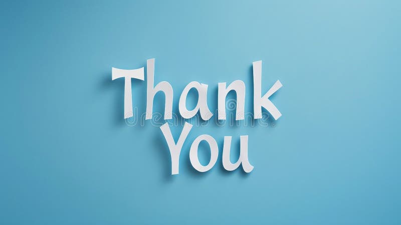 Simple "Thank You" Message in White Text on a Light Blue Background ...