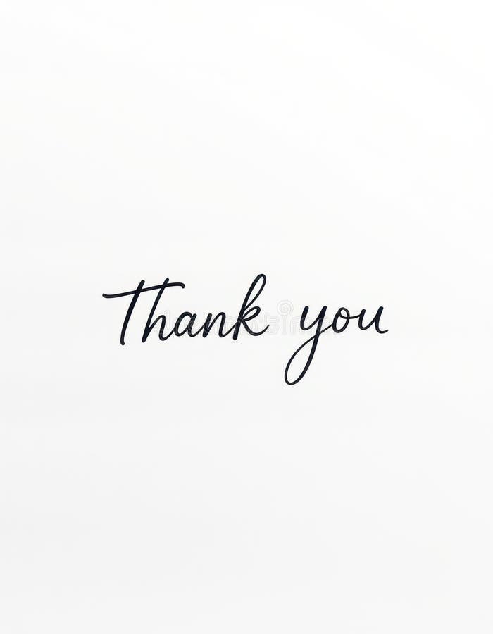 Simple Thank You Message Written in Elegant Script on Plain Background ...