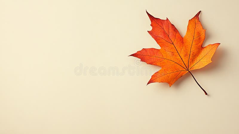 Simple Thanksgiving Design with a Small Leaf and Empty Space. Stock ...