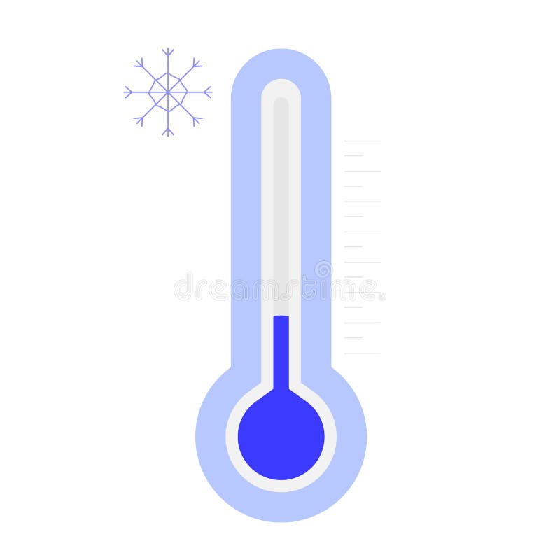 Simple Thermometer with Blue Cold Temperature Low Scale with Snowflake ...
