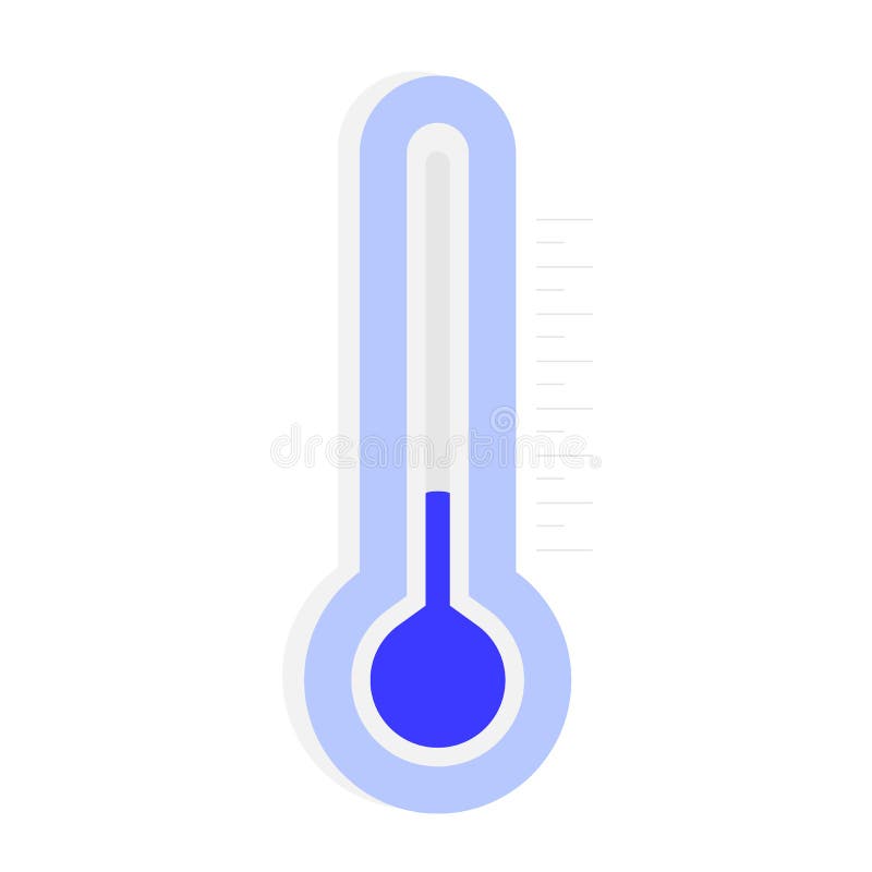 Simple Thermometer with Blue Cold Temperature Low Scale Vector ...