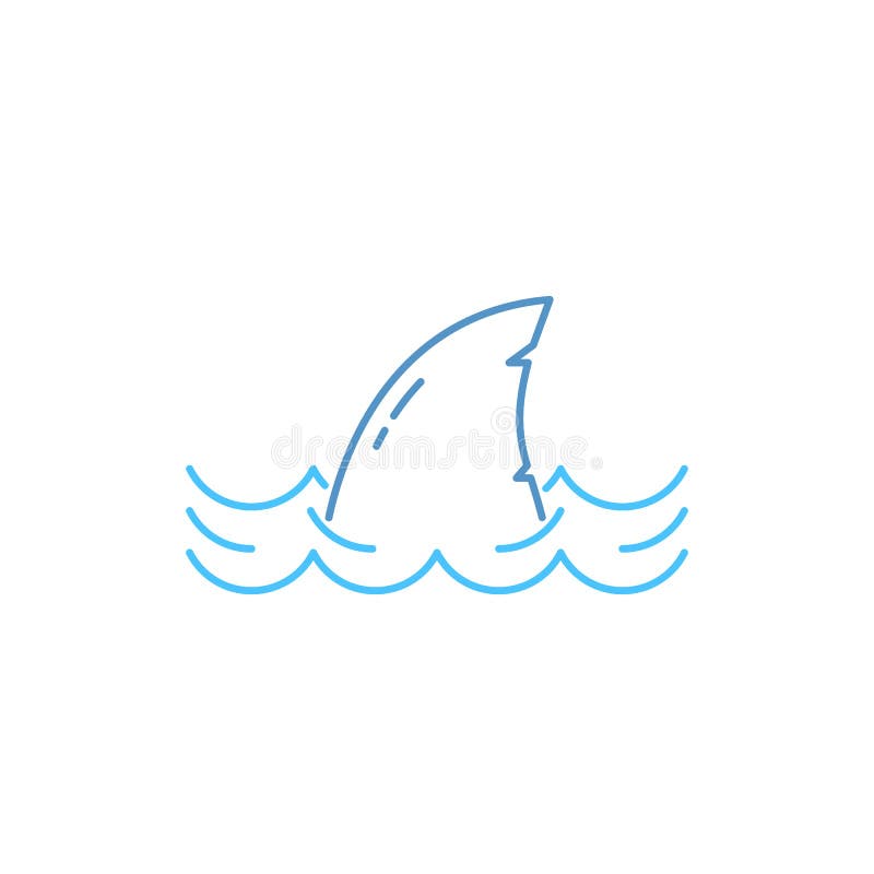 Simple Thin Line Shark in Wave Icon Stock Vector - Illustration of ...