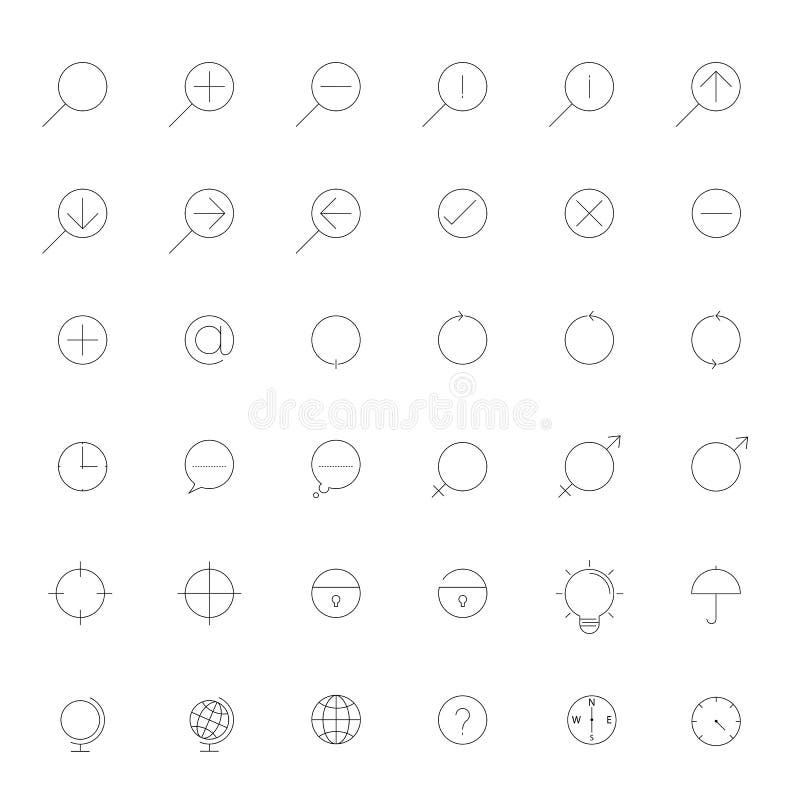 Simple Thin Outline Icon Set .Trendy Simple Thin Icons Stock Vector ...