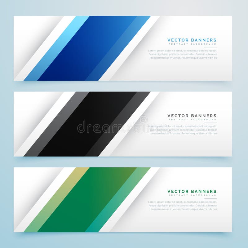 Simple Three Color Banner Headers Set Stock Vector - Illustration of ...