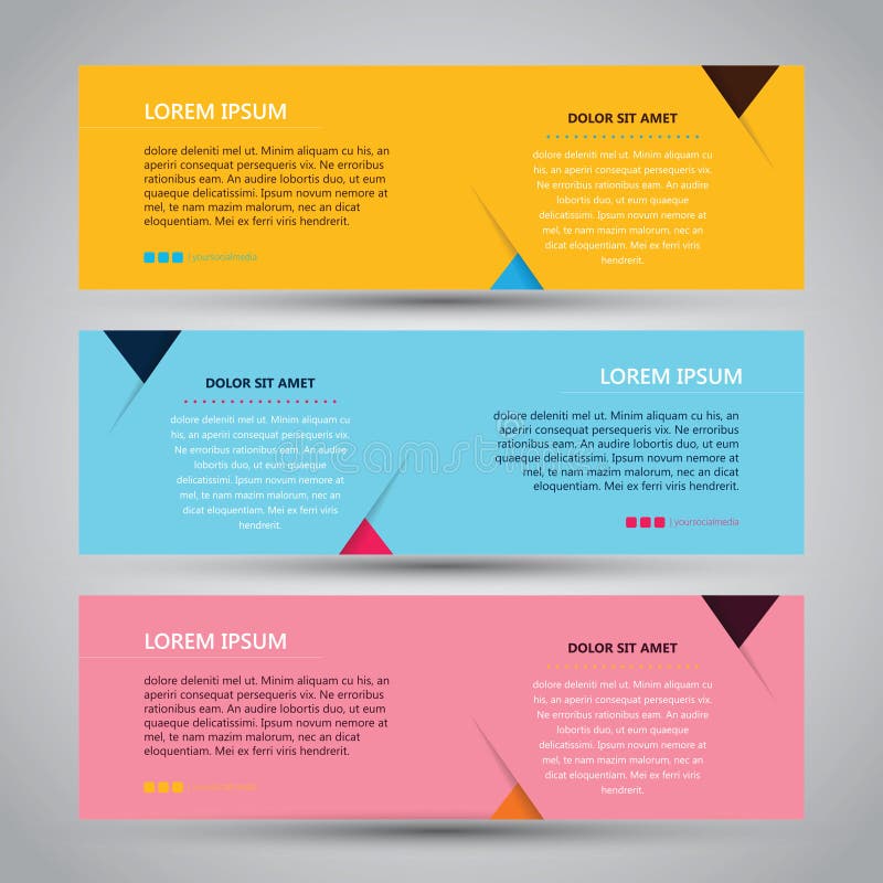 Three Color Design Banner Web Template with Modern Anad Minimalist ...