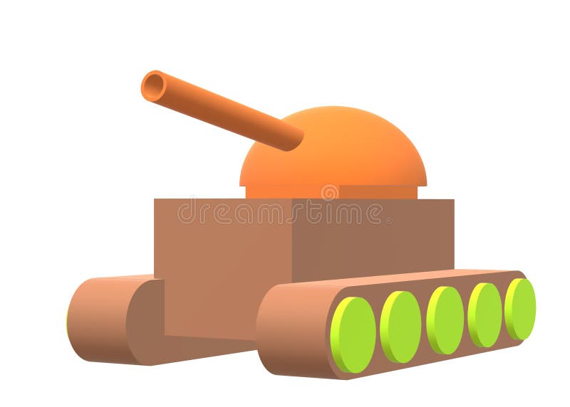 A Simple Three Dimensional Model Front Side View of an Army Battle Tank ...