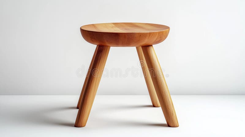 Simple Three-legged Wooden Stool on White Background. Classic Rustic ...
