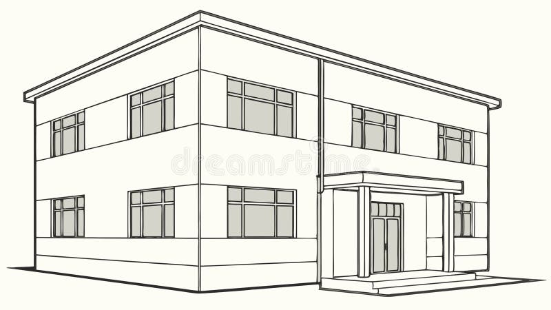 Simple Three Story Building Illustration, Basic Architecture, Vector ...