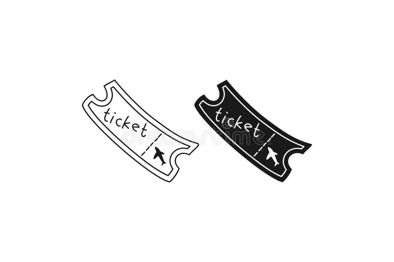 Simple Ticket Icon Hand Drawn Outline Stock Illustration - Illustration ...