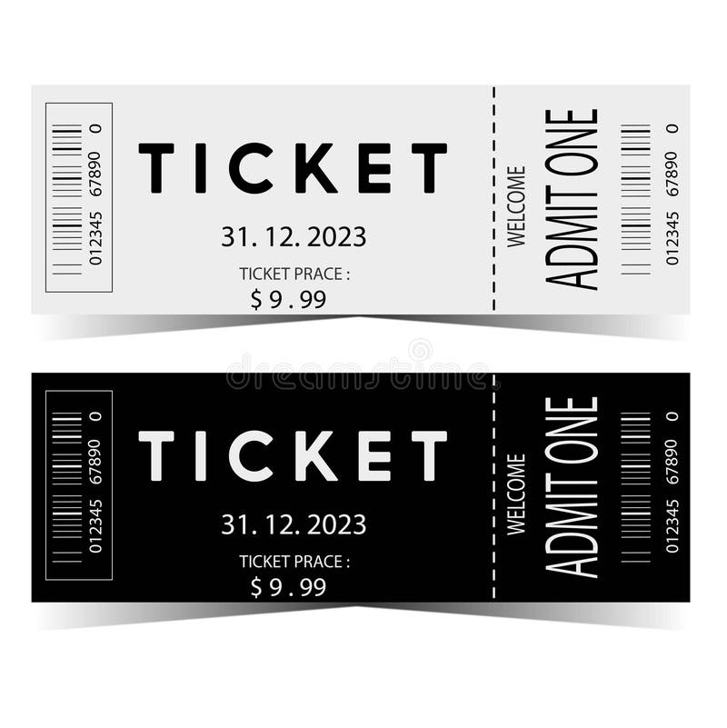 Simple Tickets. Black and White Stock Vector - Illustration of theatre ...