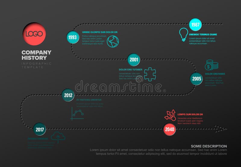 Simple Timeline with Some Facts and Icons Stock Vector - Illustration ...