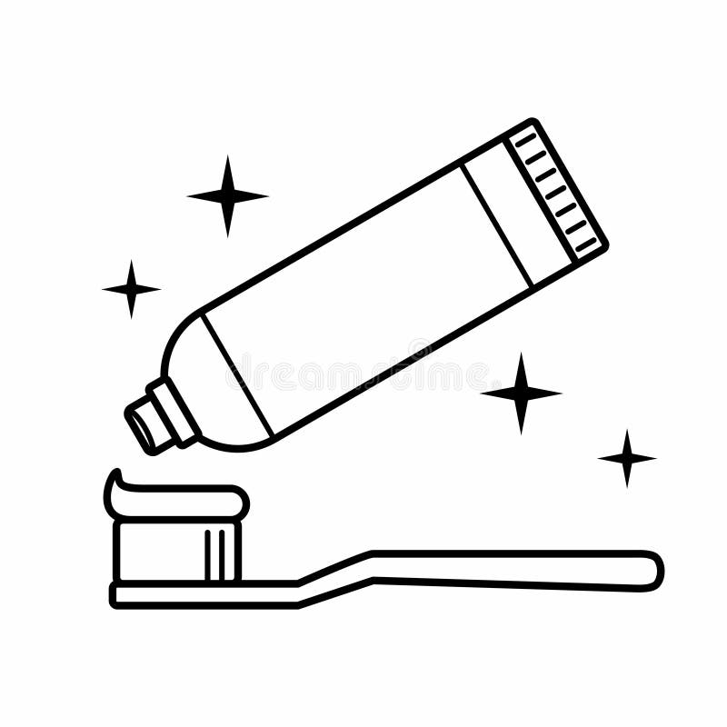 Simple Toothbrush and Toothpaste Icon Outline Vector Stock Vector ...