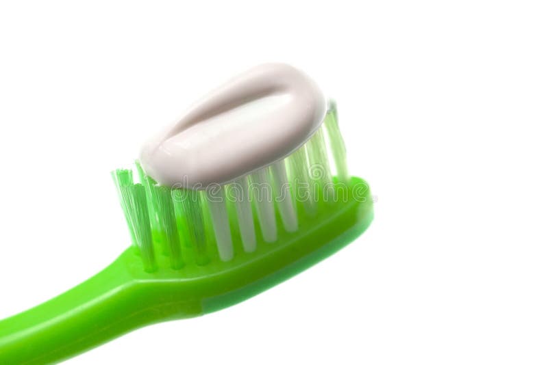 Simple Toothbrush on a White Background with Toothpaste Applied Stock ...