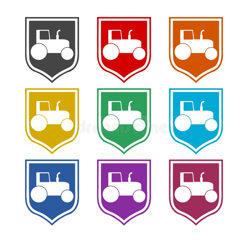 Simple Tractor Icon, Color Set Stock Vector - Illustration of harvest ...