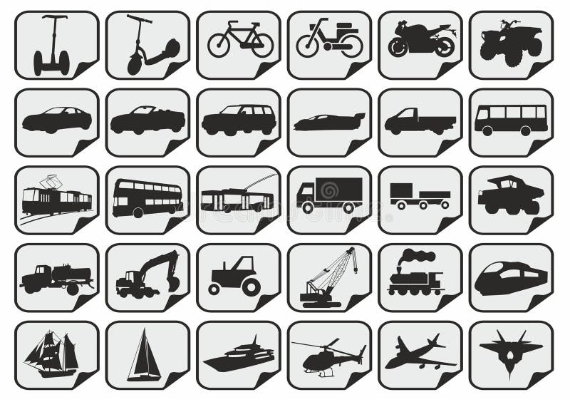 Simple transport icons stock vector. Illustration of shape - 41334613